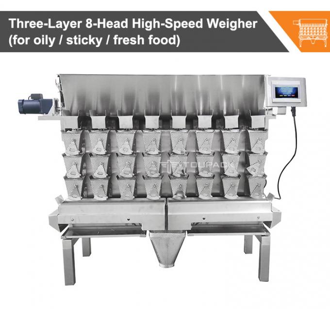 8-Head Screw Feeding Weigher for Fish Maw & Fresh Food - 50g Capacity