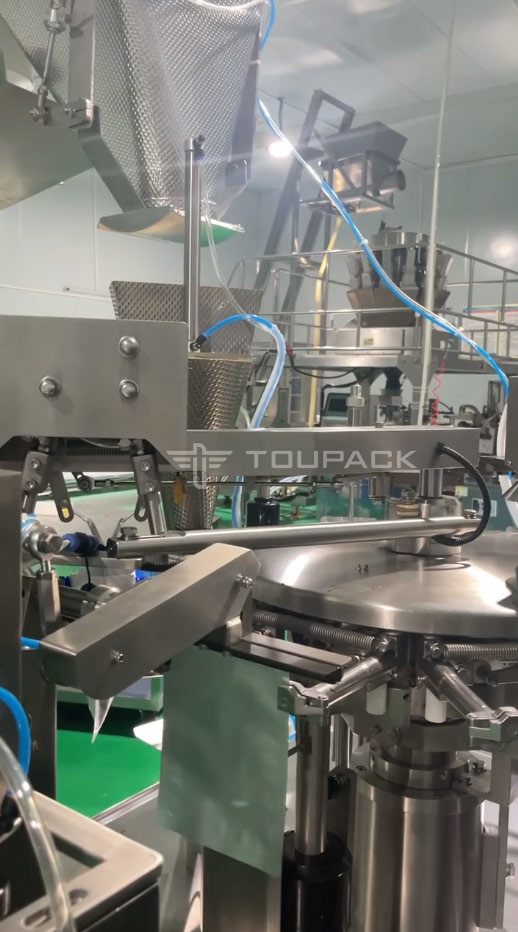 12-Head Rotary Vacuum Bag Packaging Machine for Beef Cubes